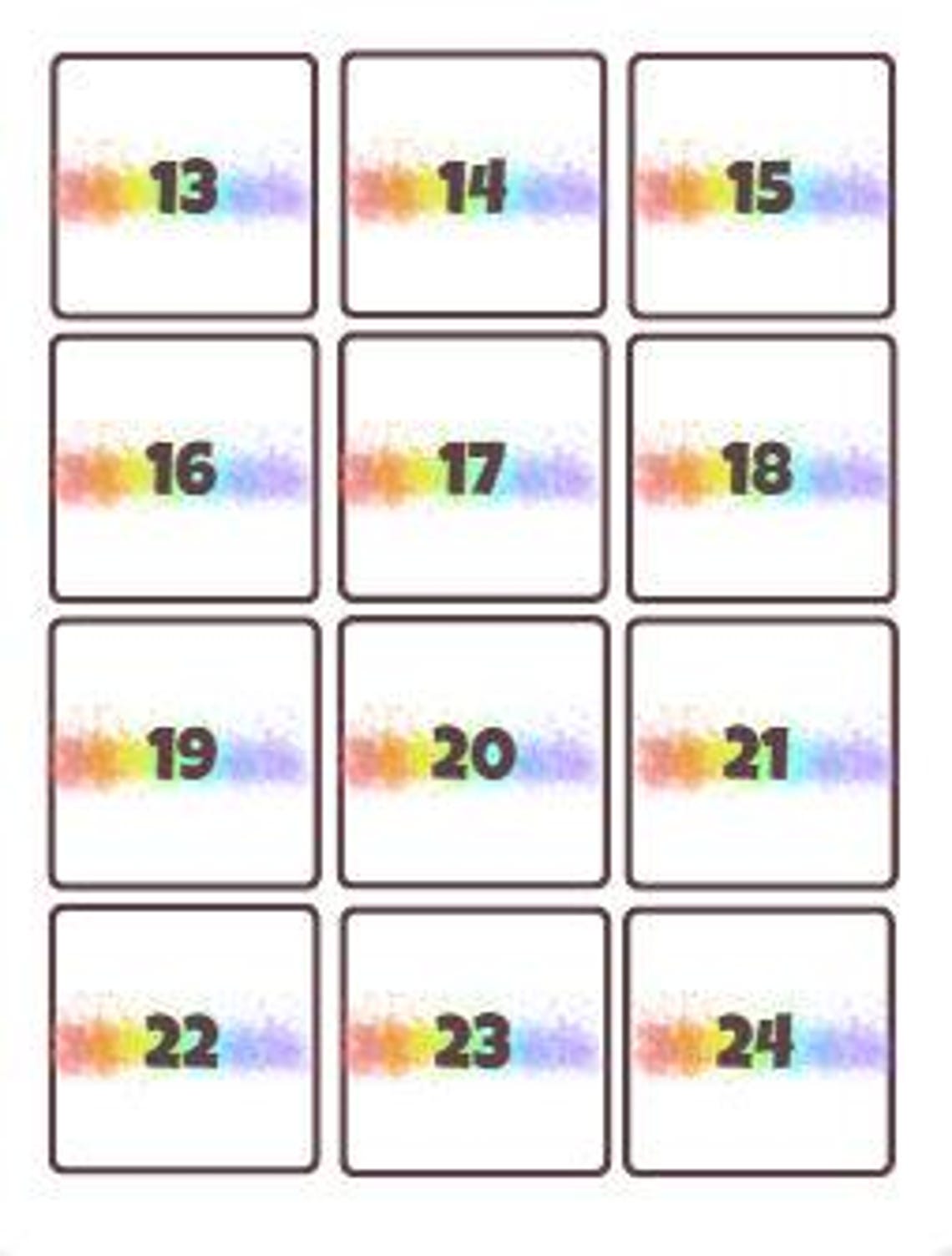Colorful Rainbow Number Labels – Set of 1–36 | Bright Printable ...