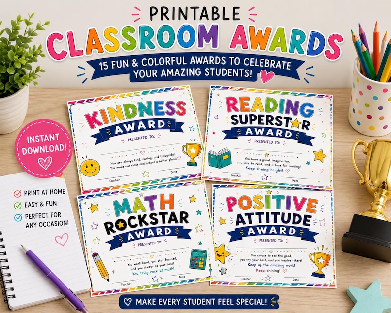 Printable Classroom Awards Bundle | Student Achievement Certificates ...