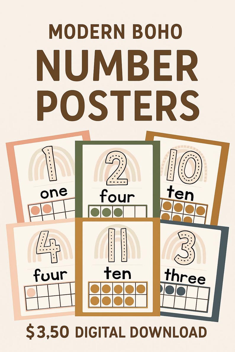 Modern Boho Number Pages 1-20 - Etsy