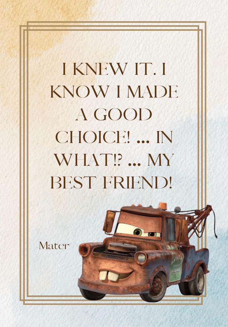 Cars Movie Quote Prints: Lightning Mcqueen, Mater, & Friends (digital ...