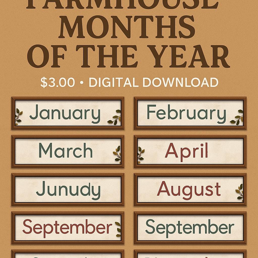 Farmhouse Months of the Year Classroom Decor – Rustic Printable ...
