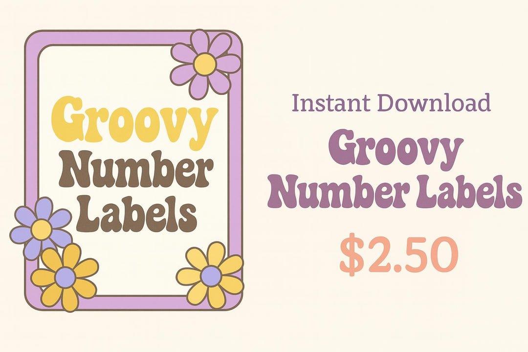 Groovy Number Labels 1–36 – Retro Classroom Decor – Instant Download - Etsy