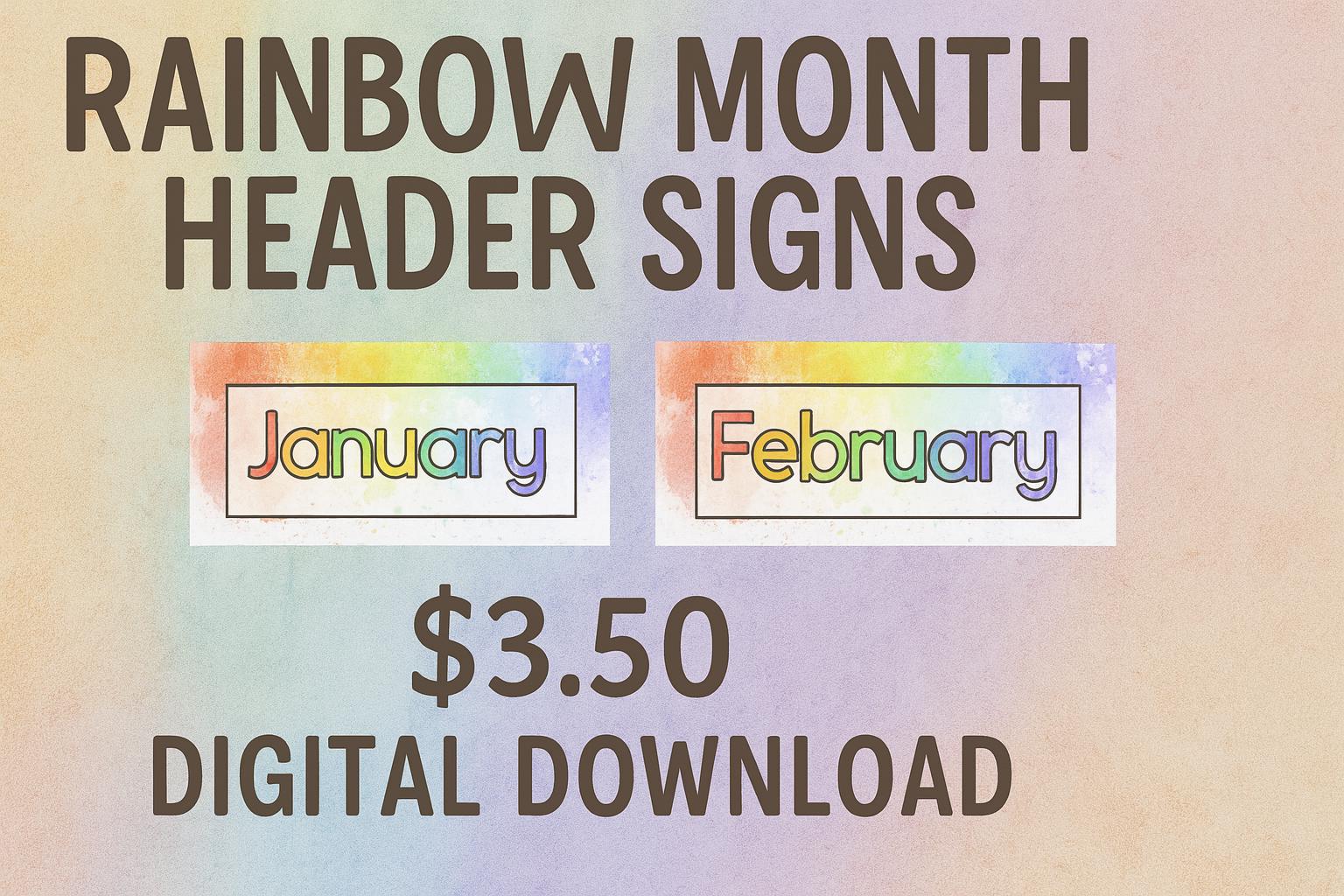 Rainbow Months of the Year Classroom Posters: Printable Calendar Set ...