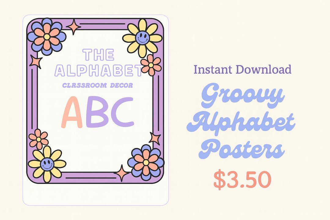 Groovy Alphabet Printable Decor for Classroom – Retro & Fun Instant ...