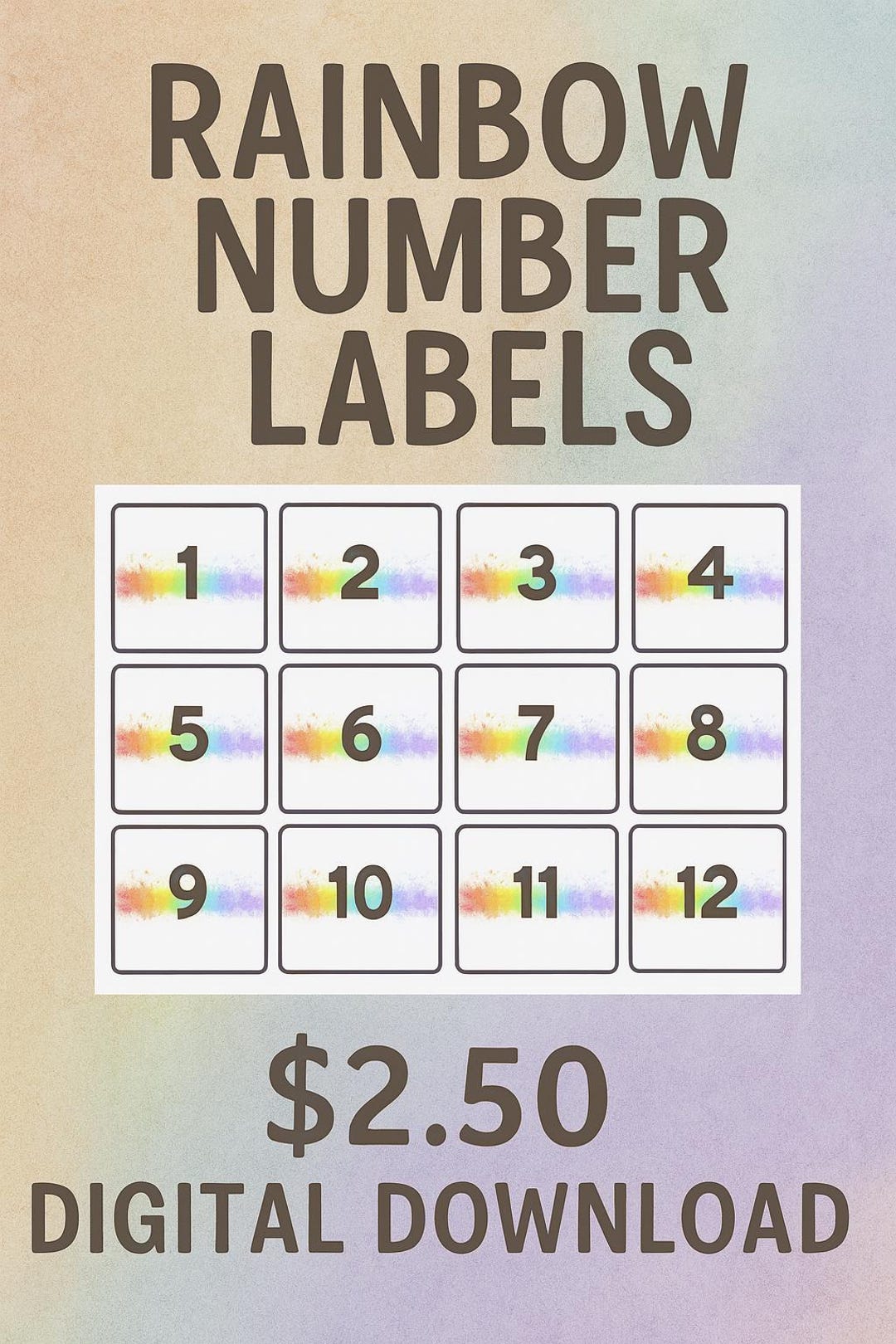 Colorful Rainbow Number Labels – Set of 1–36 | Bright Printable ...