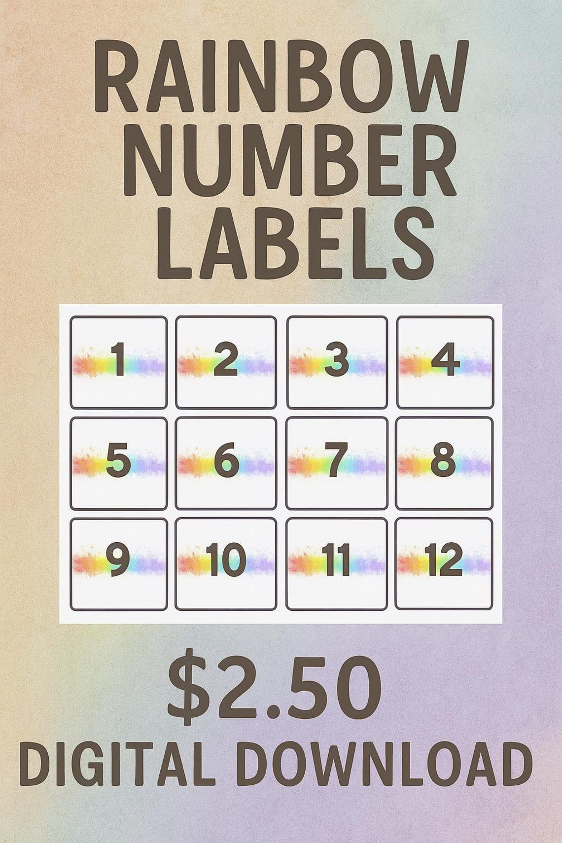 Colorful Rainbow Number Labels – Set of 1–36 | Bright Printable ...