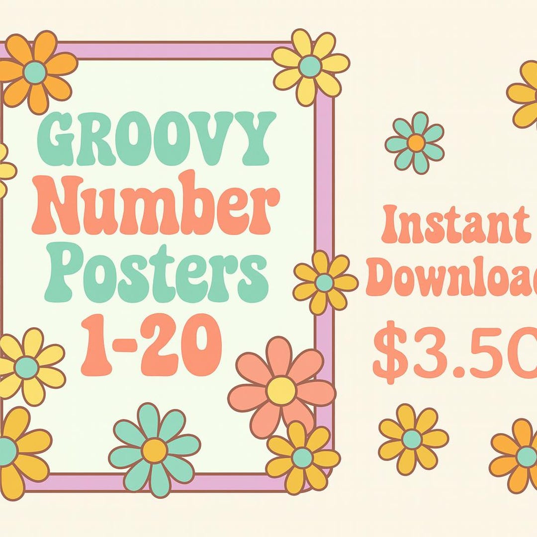 Groovy Number Printable Decor for Classroom – Retro Fun Instant ...