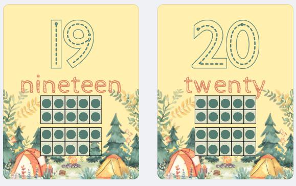 Camping Number Posters 1–20 – Rustic Classroom Decor – Ten Frame Count ...