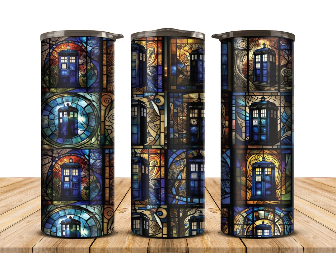 Stain Glass Tardis Tumbler, Tumbler With Lid and Straw, Insulated ...