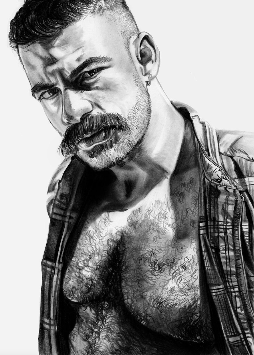 Lando Male Nude Queer German Etching Giclee Art Print Gay Drawing Print Erotic Art Homoerotic