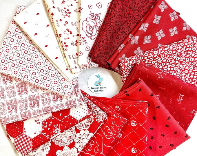 Red Hot 14 Piece Fat Quarter Bundle Version B - Red and White Fabric ...