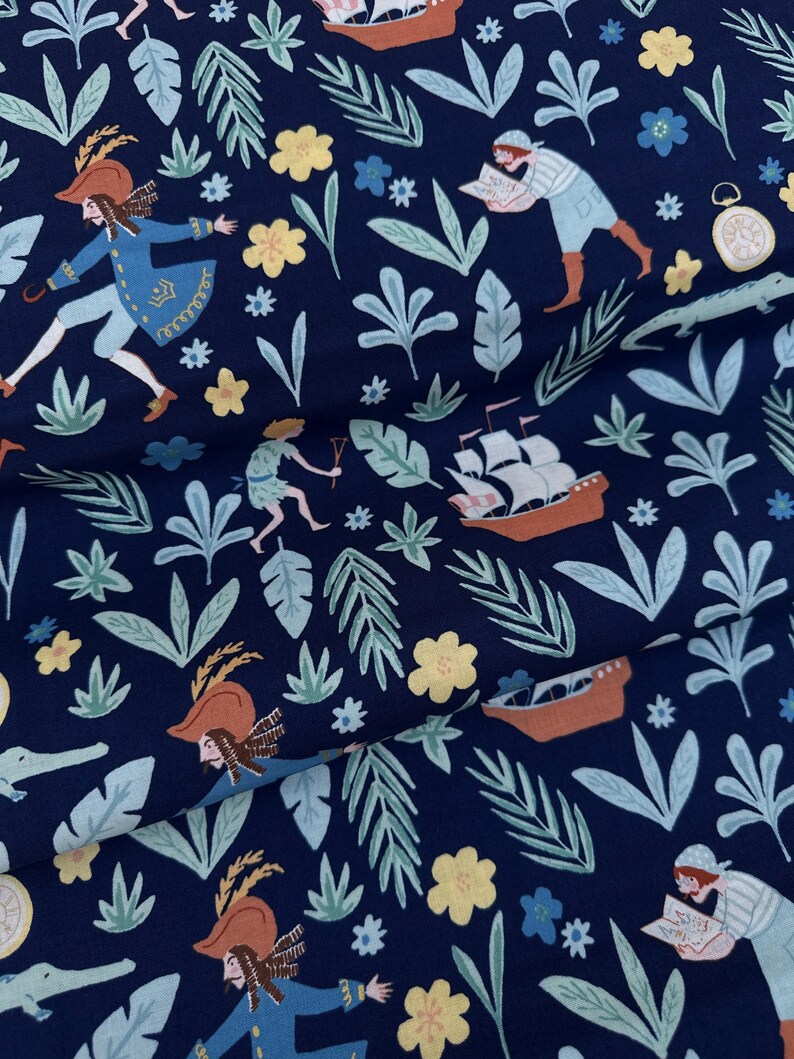 Peter Pan Fabric - Captain Hook Neverland Cotton, Michael Miller - Cut ...