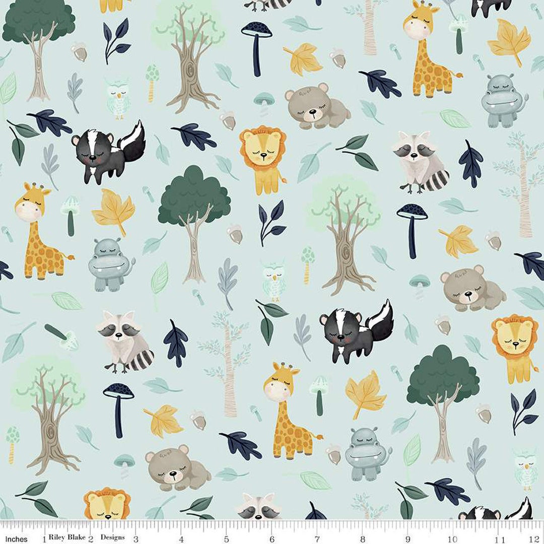 Baby Boy Quilt Fabric: It's a Boy Main Aqua Wildlife Animals, Riley ...
