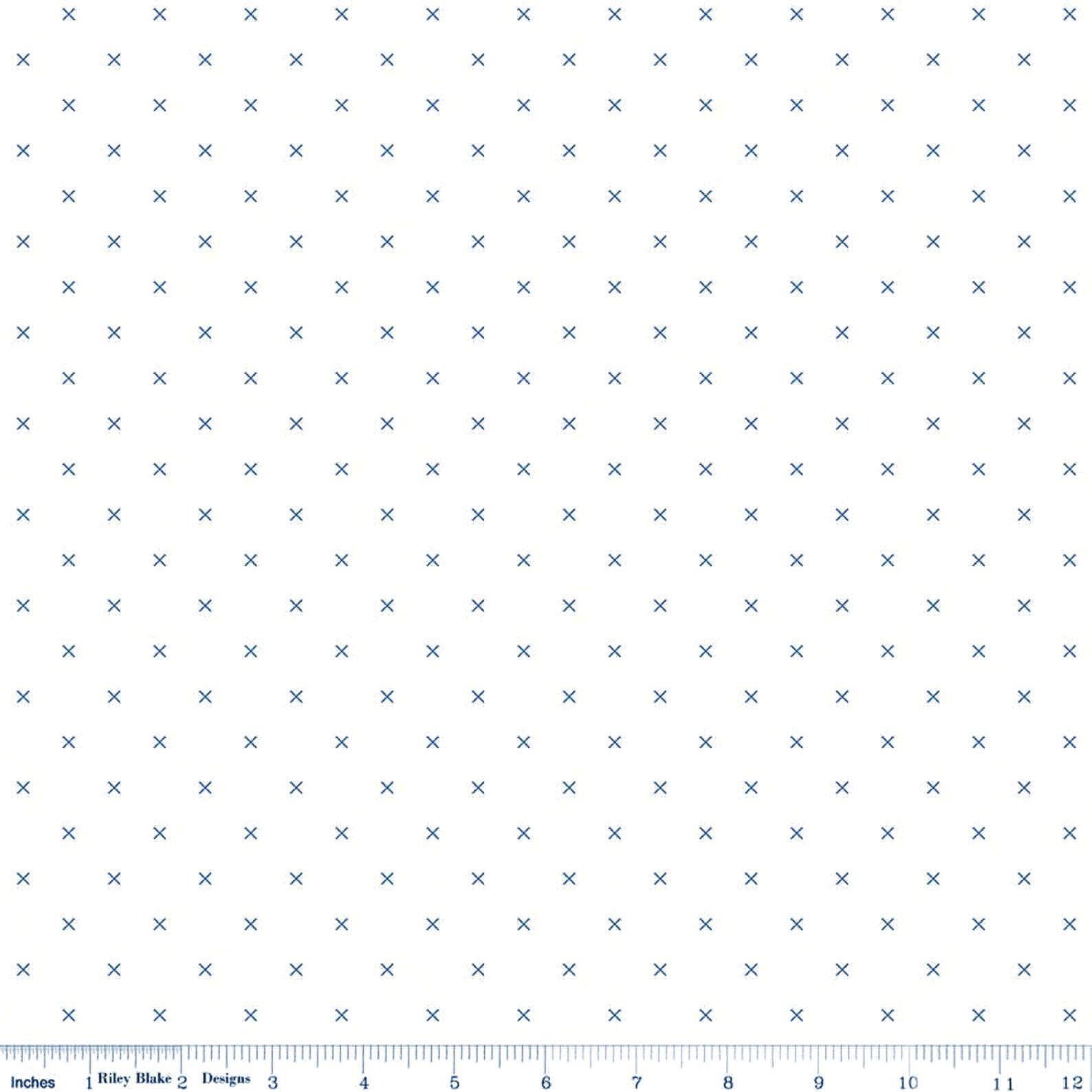 Blue Cross Stitch Bee Backgrounds Quilting Fabric - Riley Blake Designs ...