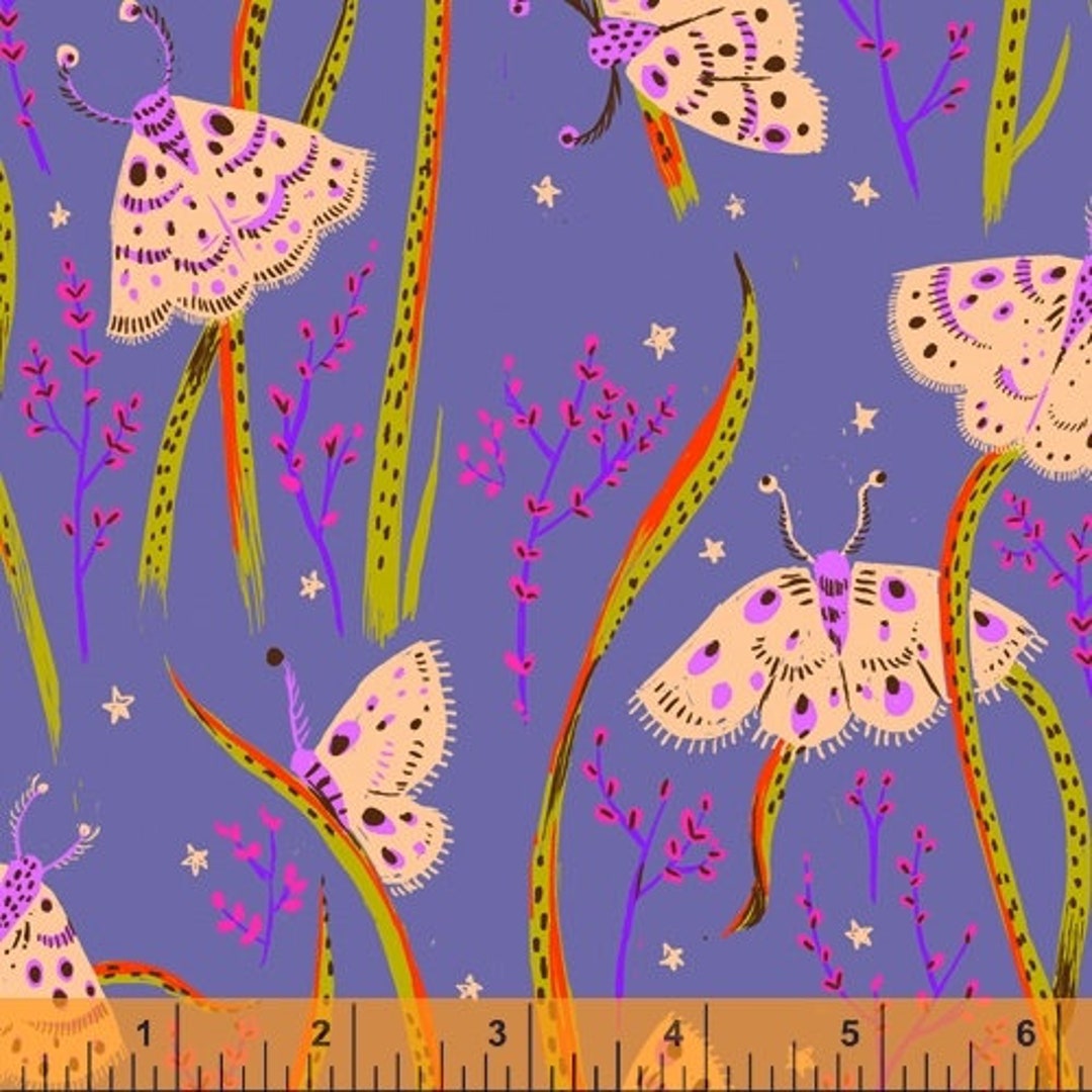 Heather Ross Moth / Butterfly on Purple 20th Anniversary - Etsy