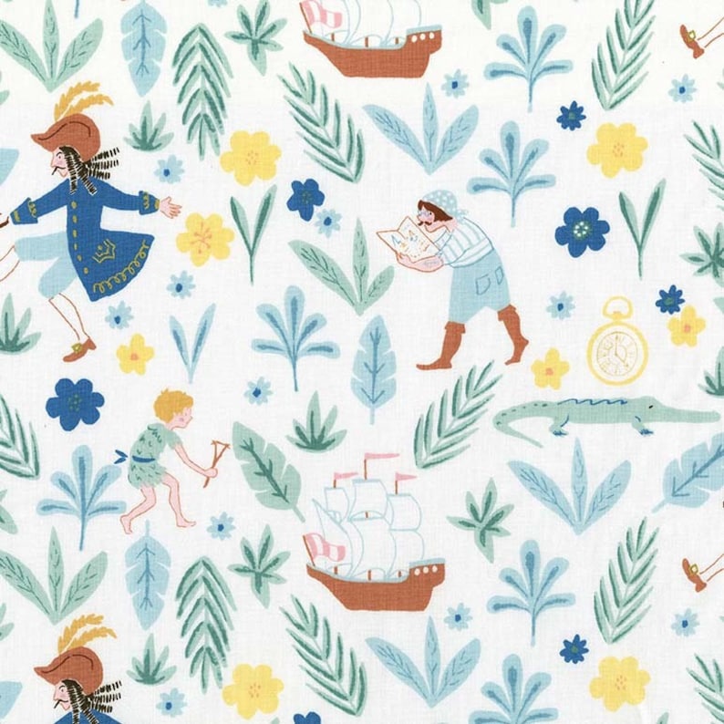 Peter Pan Fabric by Sarah Jane – Captain Hook Neverland Cotton - Etsy