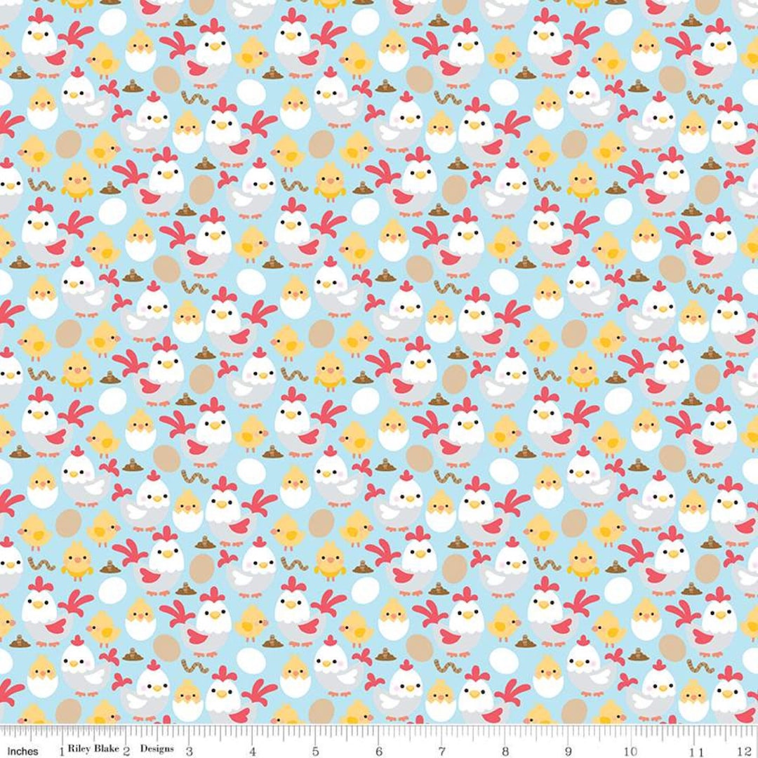Cute Chicken Fabric - Down on the Farm Fabric by Doodlebug Designs for ...