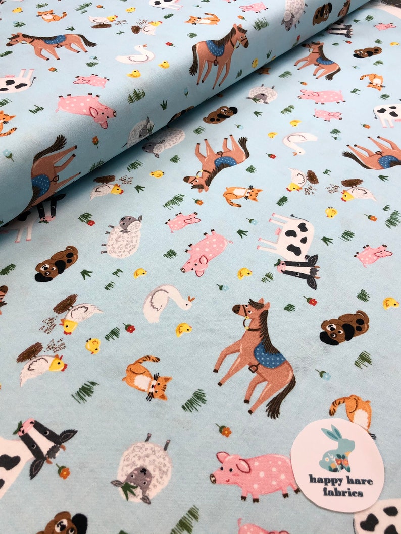 Barnyard Animals Light Blue Down on the Farm by Michael - Etsy