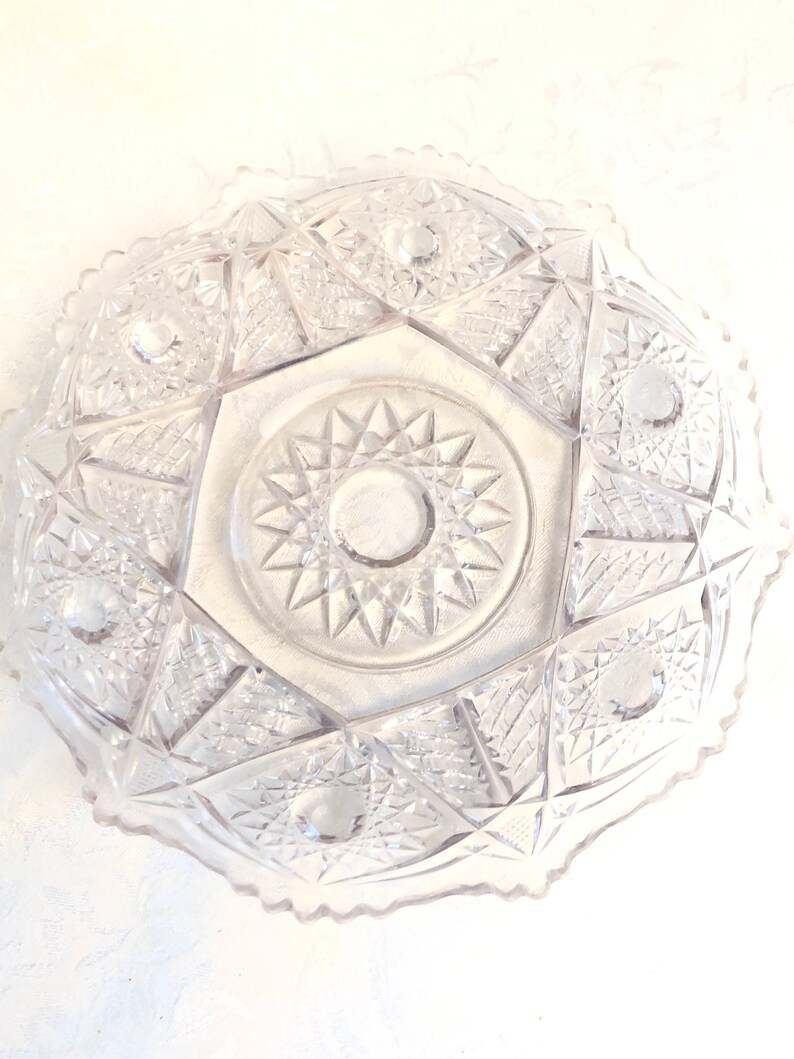 Vintage EAPG Pressed Glass Lavender Plate Trinket Dish Cut - Etsy