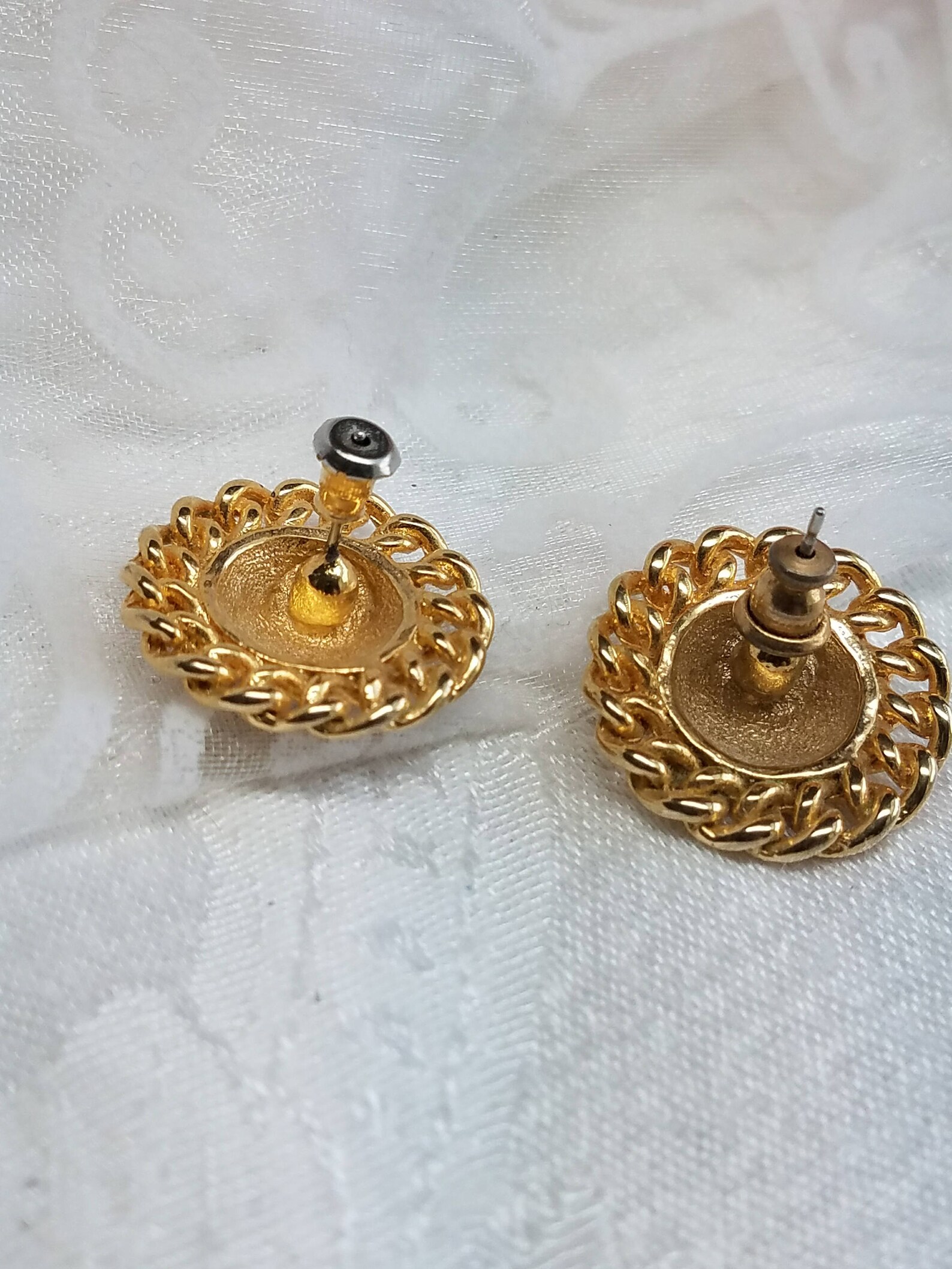 Vintage Goldtone Button Post Earrings, Classic Gold Button Earrings ...
