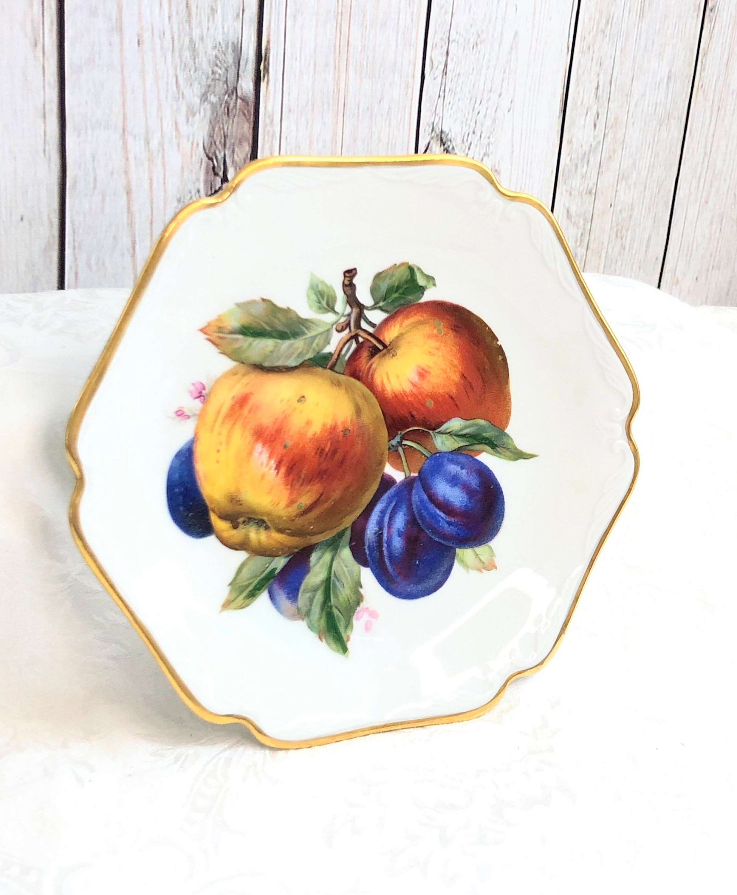 Vintage Pear Fruit Plate, Apple German Mitterteich Bavaria China Plate ...