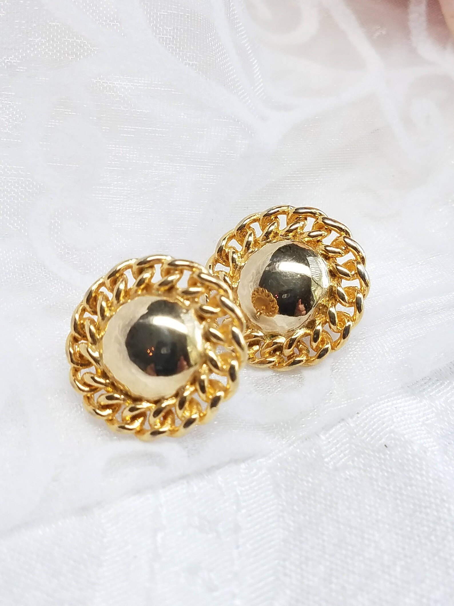 Vintage Goldtone Button Post Earrings, Classic Gold Button Earrings ...