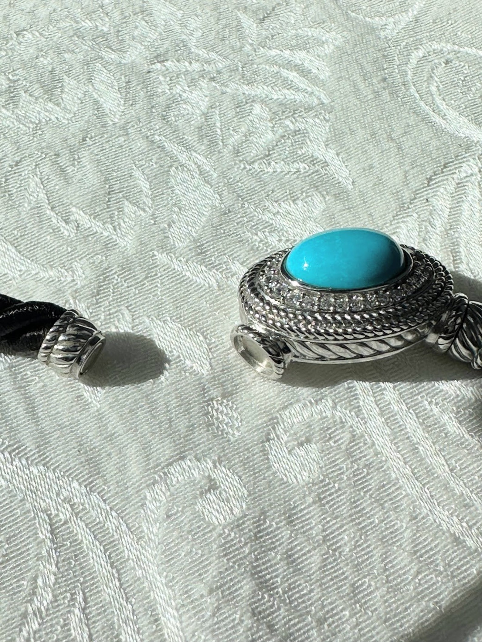 Vintage Judith Ripka Turquoise Black Braided Silk Cord Choker - Etsy