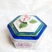 Vintage Porcelain Rose Trinket Box, Rose Hexagon Porcelain Box ...