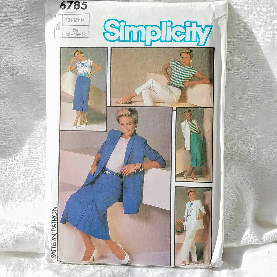 Vintage Simplicity Sewing Pattern 6785 1980s Jacket Top Skirt Pants ...