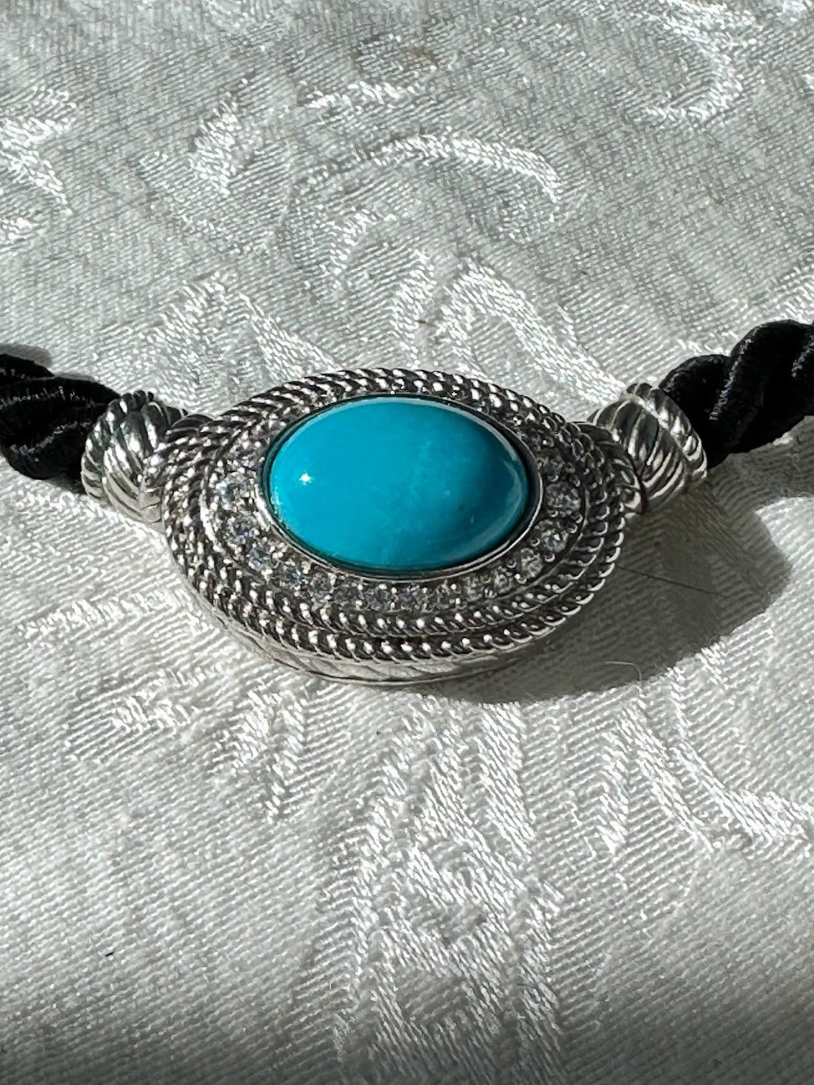 Vintage Judith Ripka Turquoise Black Braided Silk Cord Choker - Etsy