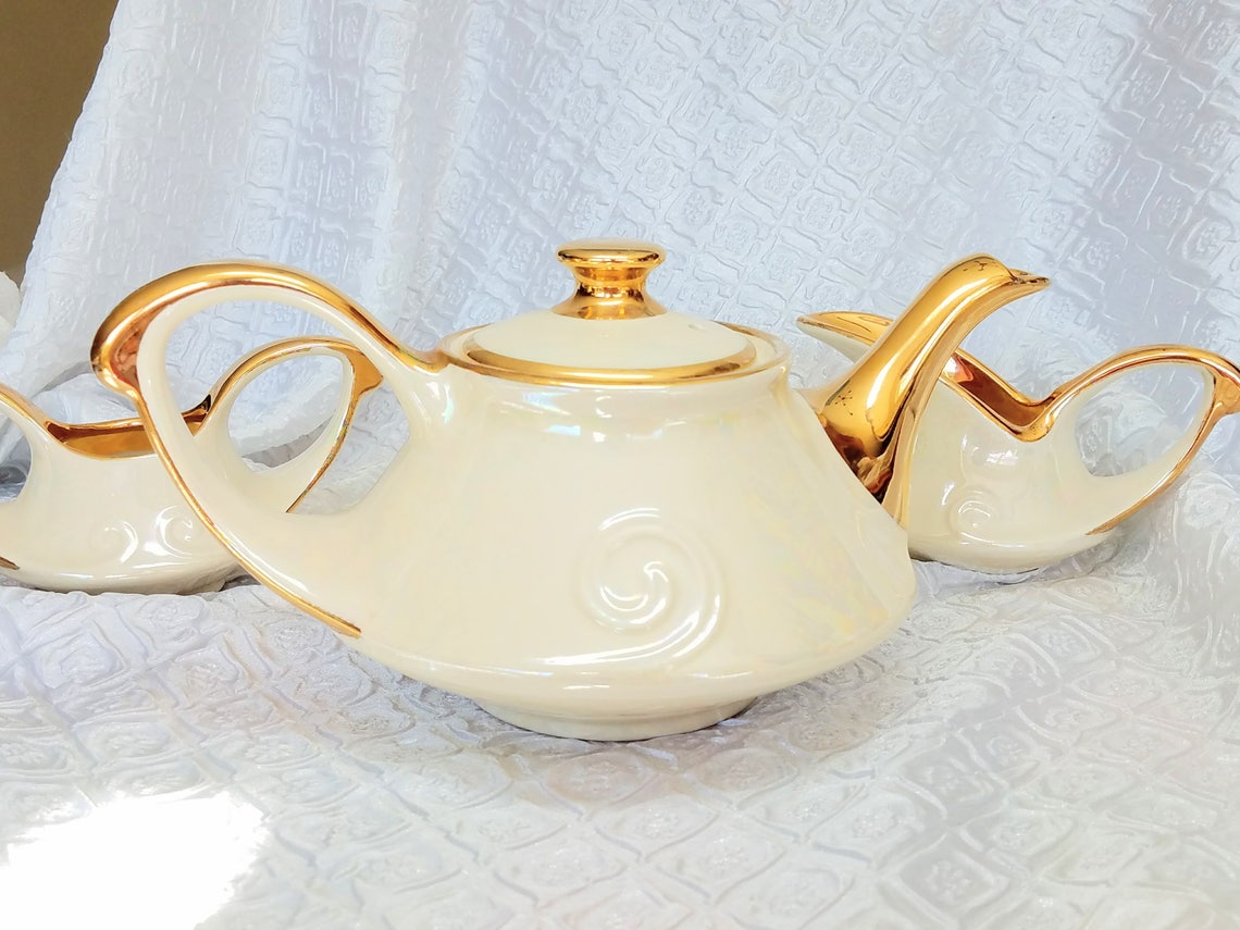 Vintage Pearl Company Retro Tea Set Lustreware Teapot Coffee | Etsy
