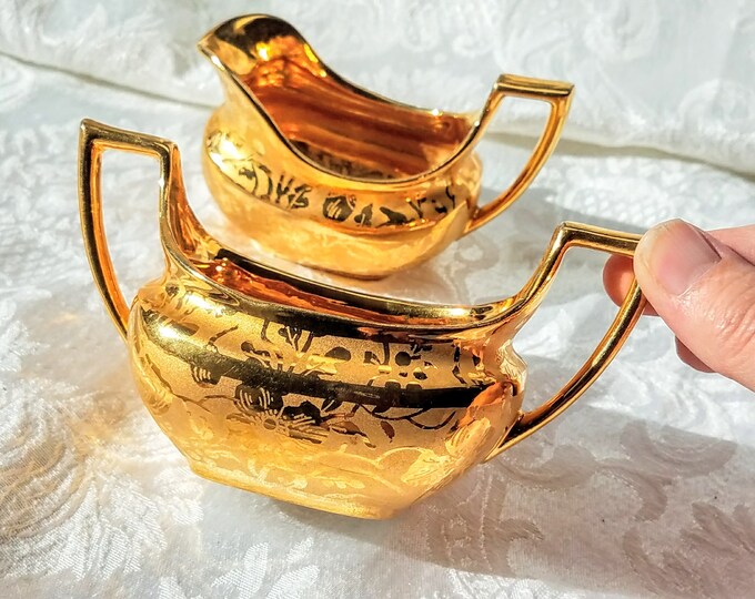 Vintage 22 Kt Gold Gild Creamer and Sugar by Stouffer Fine China ...