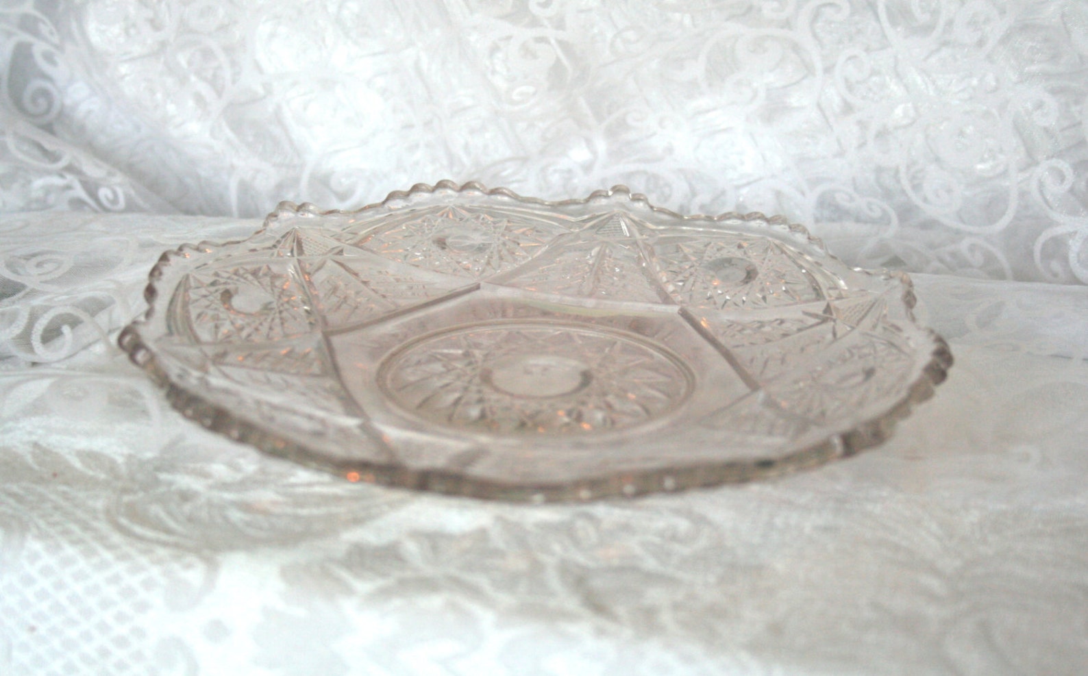 Vintage EAPG Pressed Glass Lavender Plate Trinket Dish Cut - Etsy