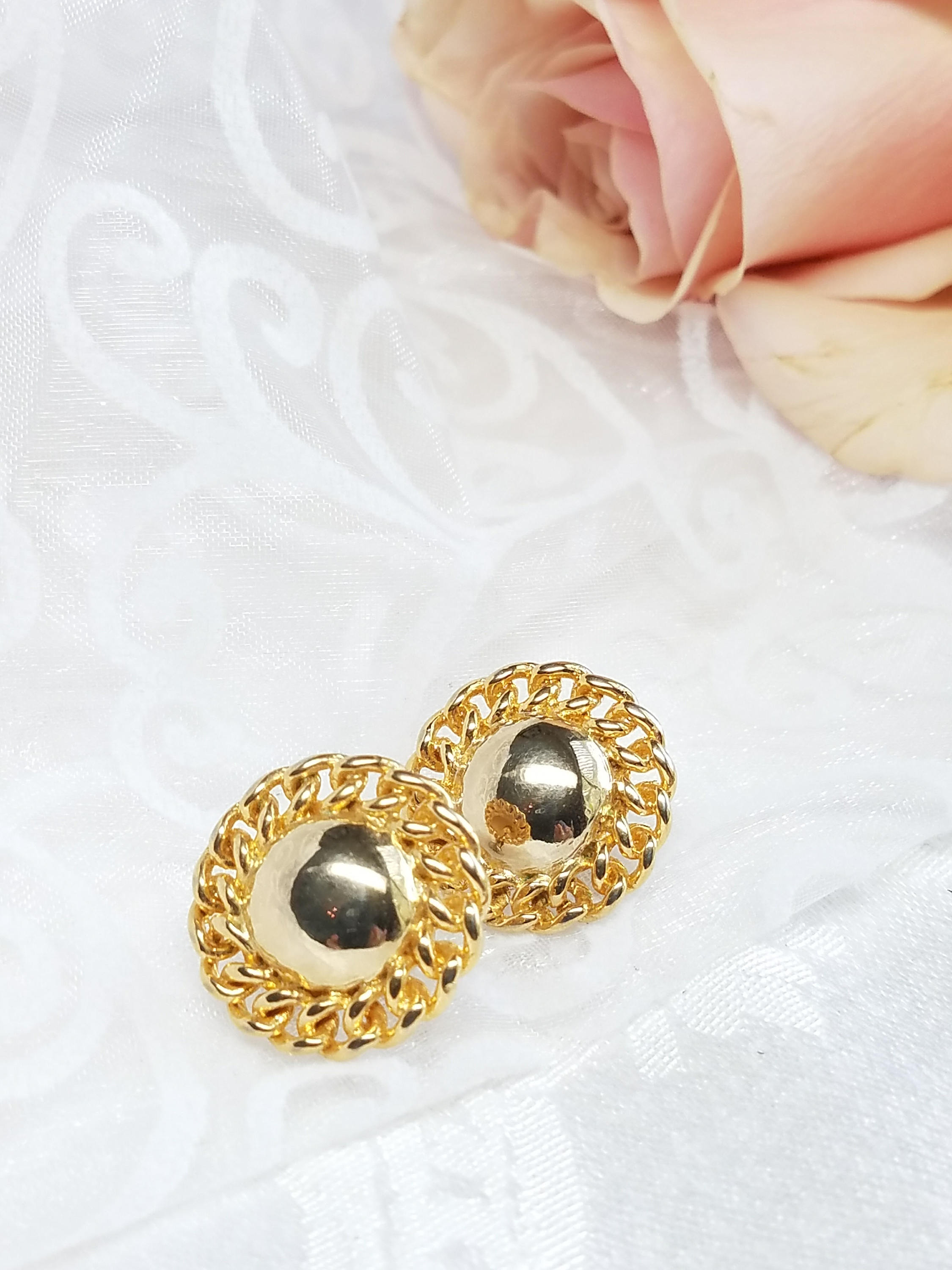 Vintage Goldtone Button Post Earrings Classic Gold Button - Etsy
