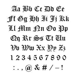 Old English Alphabet Stamp Set•1/4 Tall (215 Piece Set)•upper and ...