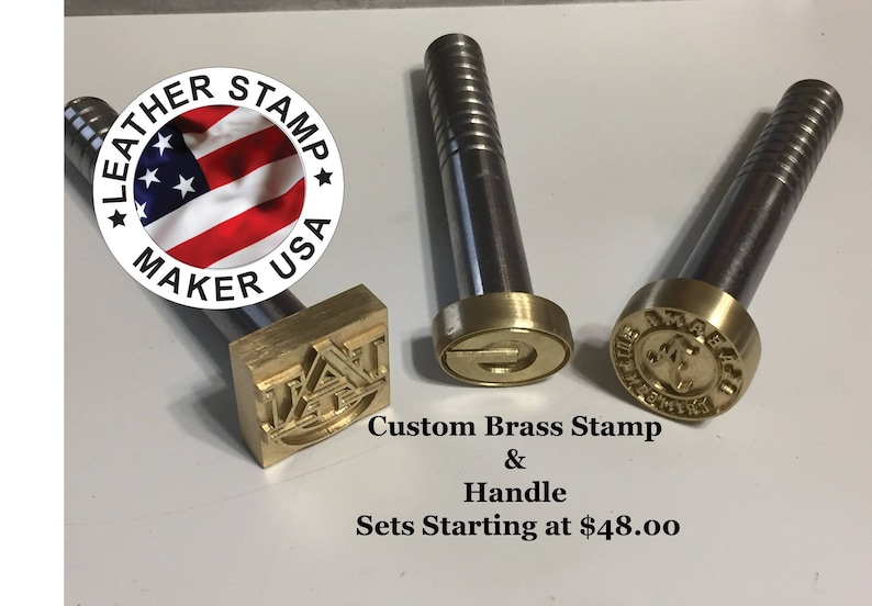 Custom Leather Stamp With Handle Made in USA 3/8 Thick Brass • - Etsy