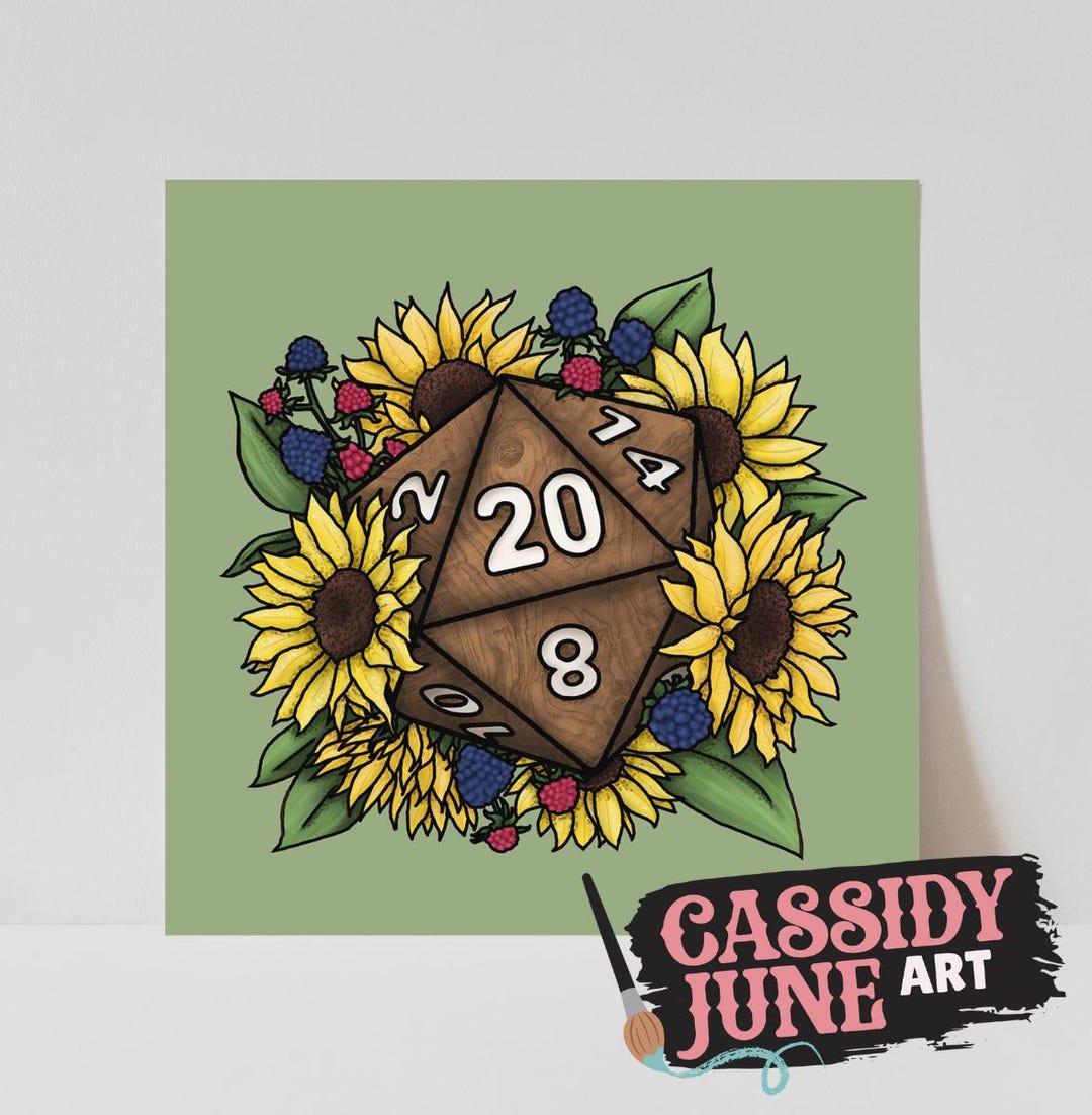 Sunflower D20 Poster - Original Art Print - DIGITAL DOWNLOAD - D&D ...