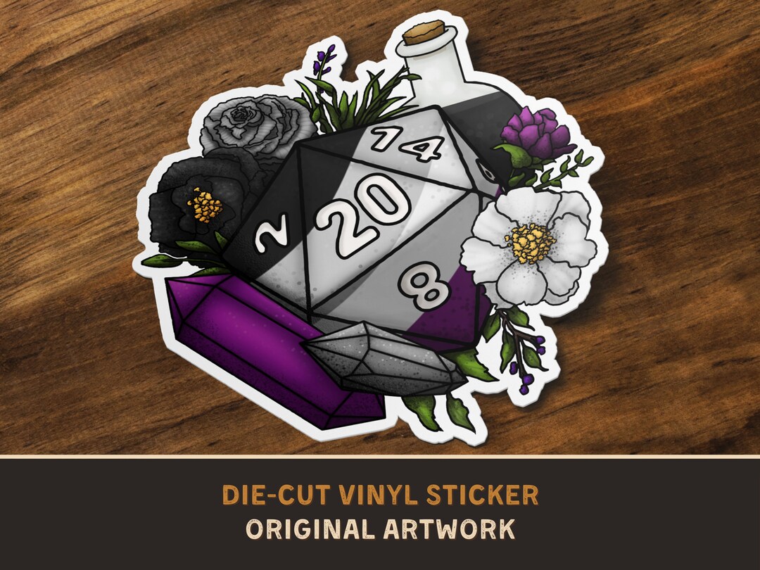 Asexual Pride D20 Die-cut Vinyl Sticker D&D Dungeons and Dragons ...