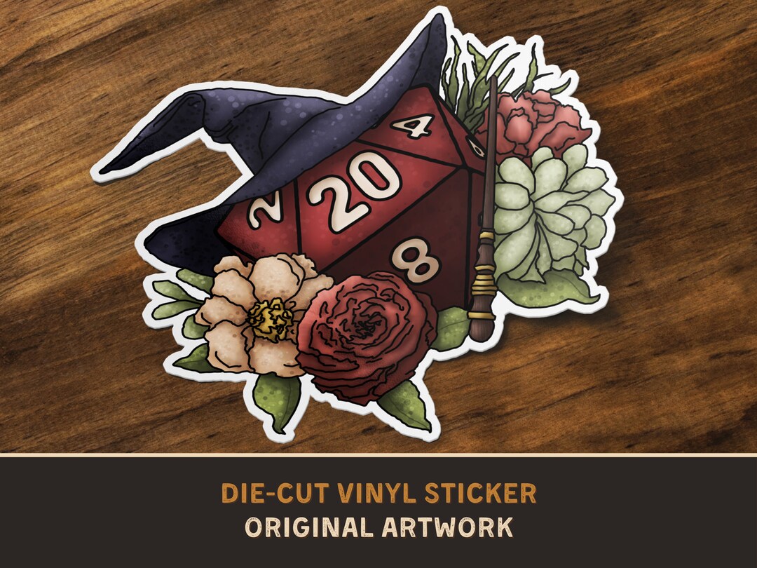 Wizard D20 Die-cut Vinyl Sticker D&D Dungeons and Dragons Tabletop RPG ...