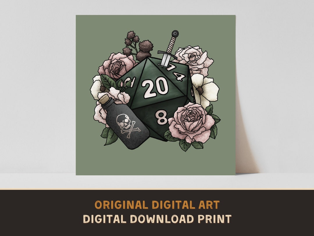 Rogue D20 Poster Original Art Print DIGITAL DOWNLOAD D&D Dungeons and ...