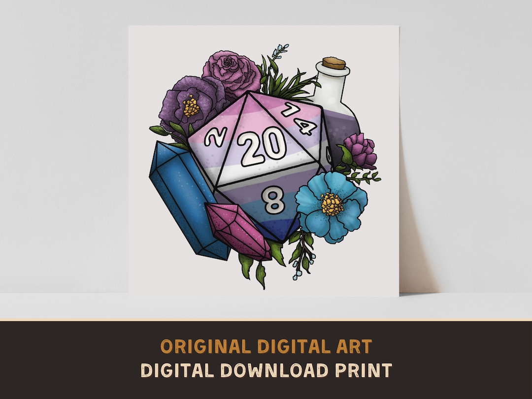 Bigender Pride D20 Poster Original Art Print DIGITAL DOWNLOAD D&D ...