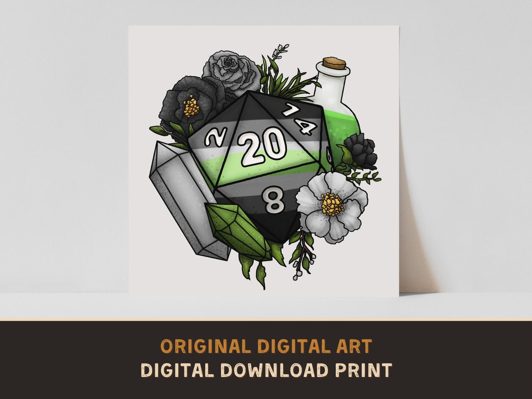Agender Pride D20 Poster Original Art Print DIGITAL DOWNLOAD D&D ...