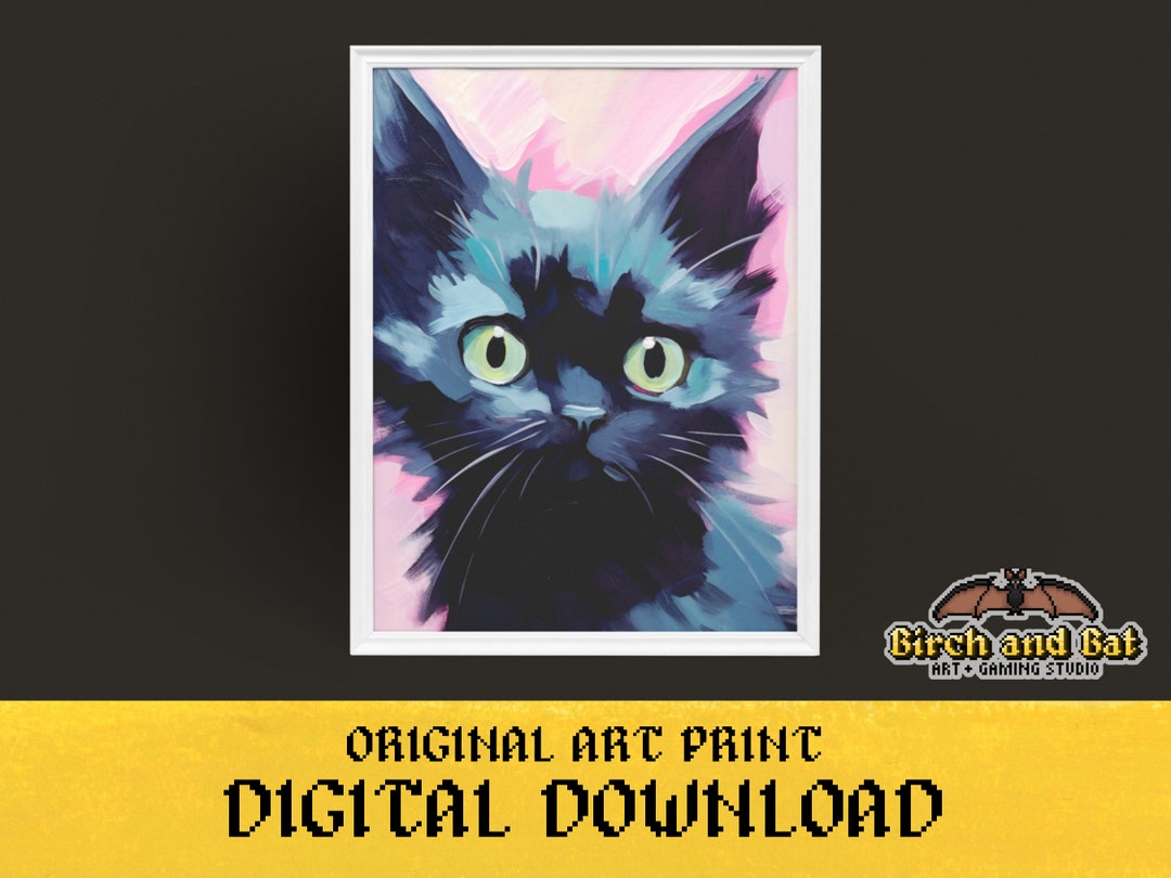 Companion: Frizzy Black Kitten Original Acrylic Painting - Etsy