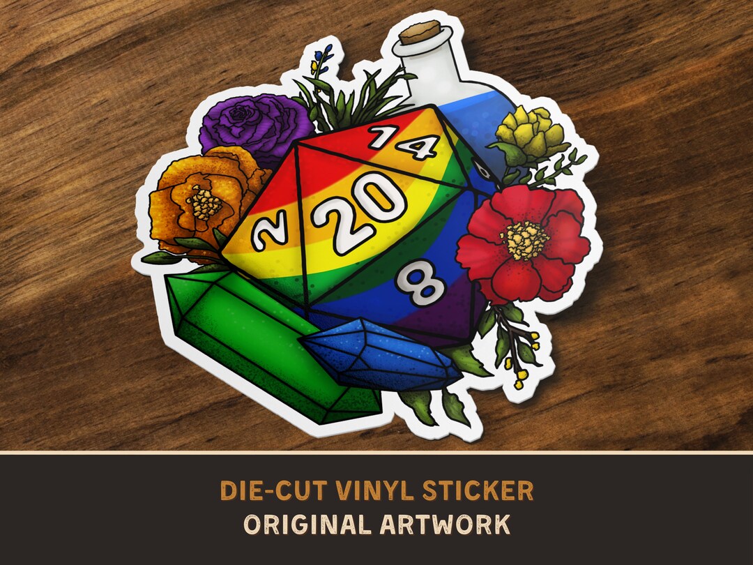 Rainbow Pride D20 Die-cut Vinyl Sticker D&D Dungeons and Dragons ...