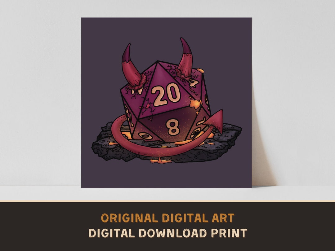 Devil D20 Poster Original Art Print DIGITAL DOWNLOAD D&D Dungeons and ...