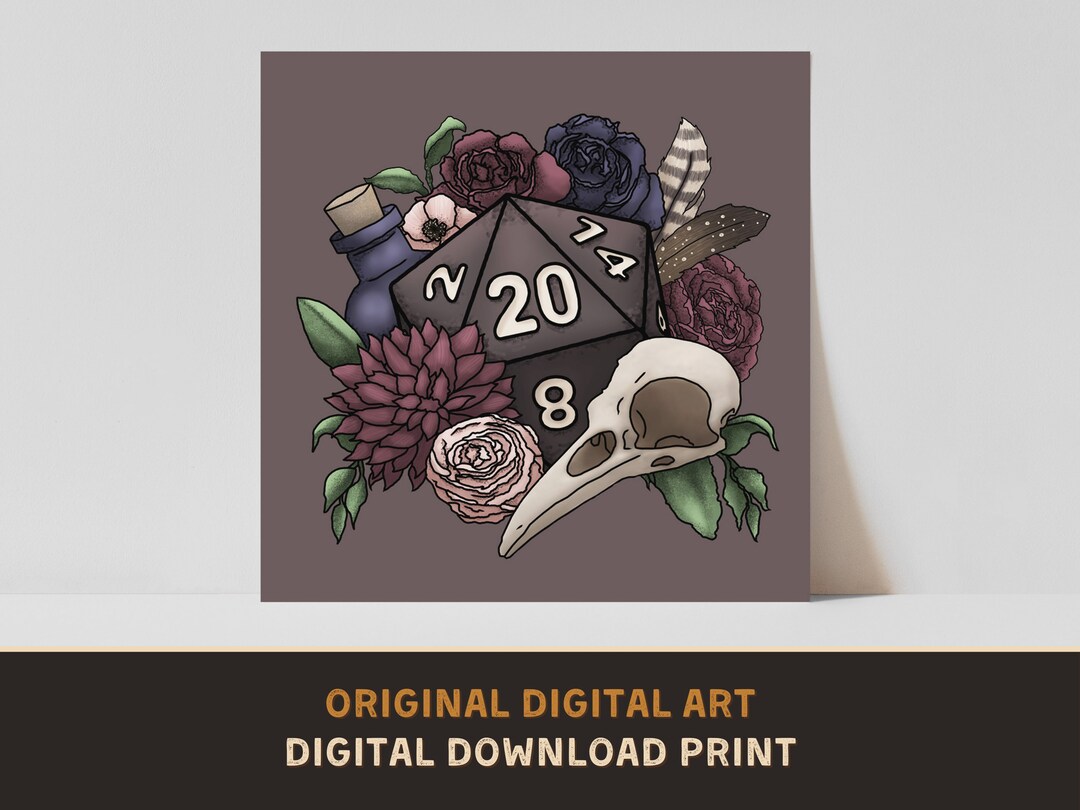 Necromancer D20 Poster Original Art Print DIGITAL DOWNLOAD D&D Dungeons ...