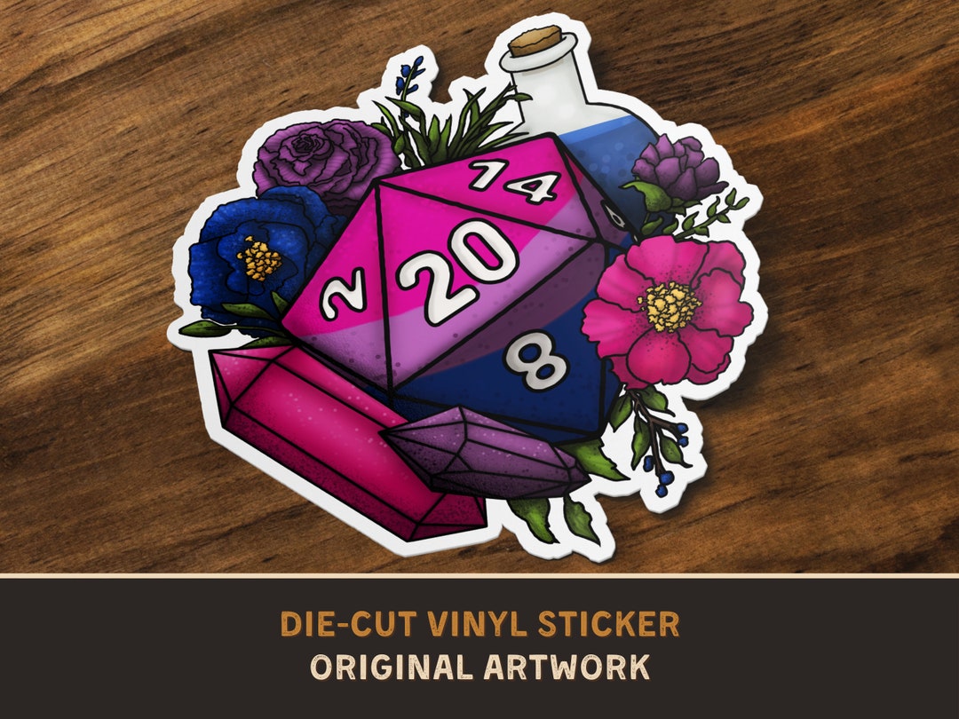 Bisexual Pride D20 Die-cut Vinyl Sticker D&D Dungeons and Dragons Tabletop RPG TTRPG Stickers ...