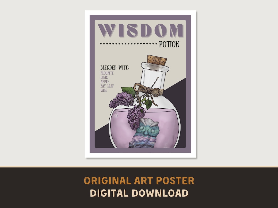 Wisdom Potion Poster Original Art Print DIGITAL DOWNLOAD D&D Dungeons ...