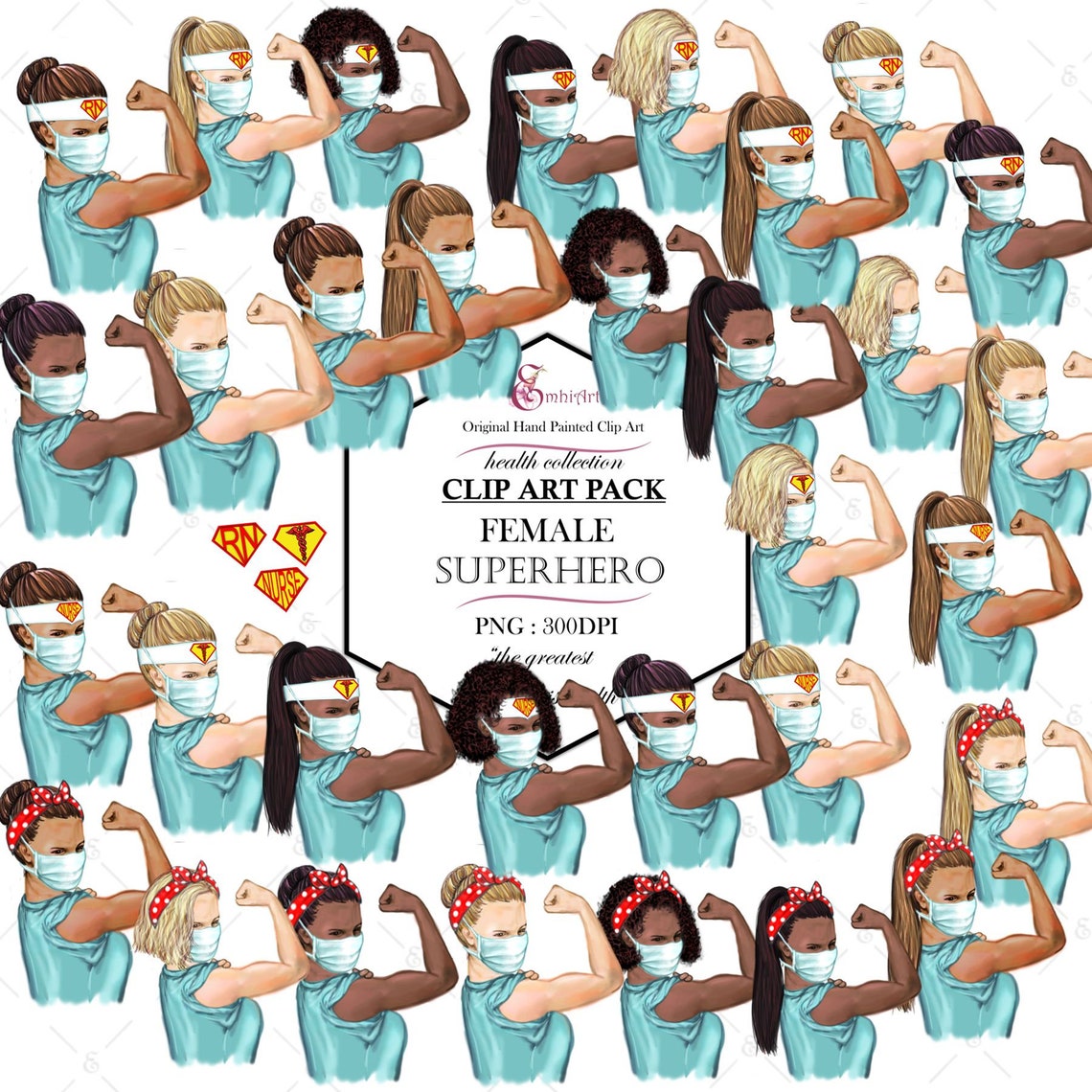 NURSE Doctor Medic Superhero POWER Clipart Pack.healthcare | Etsy