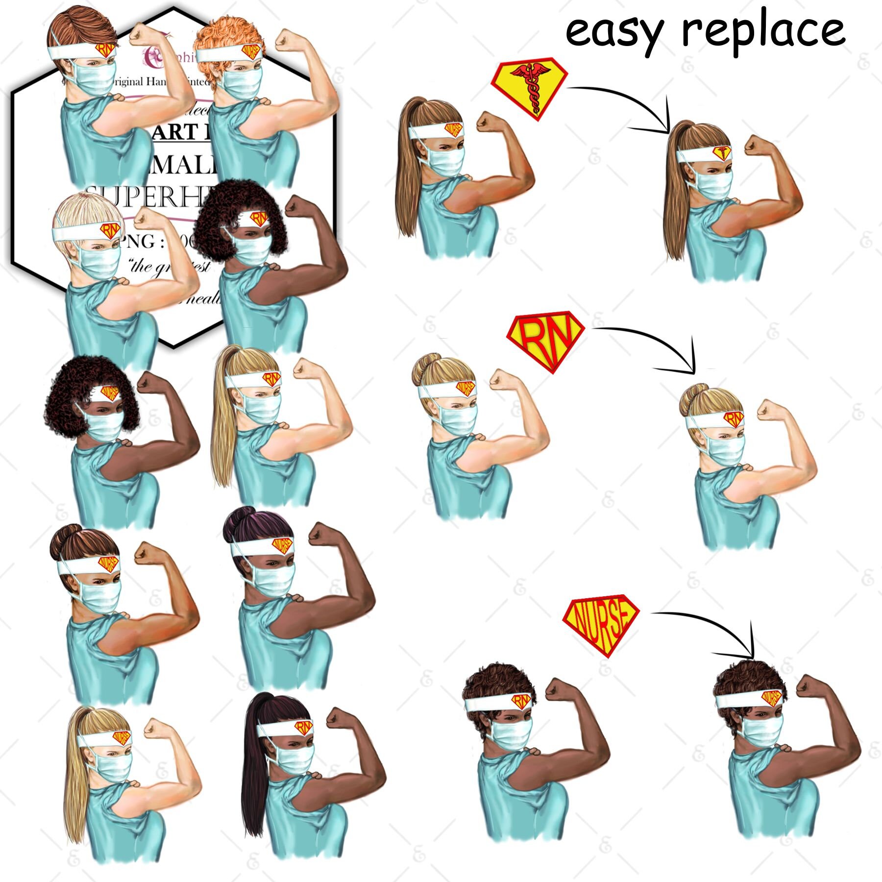 NURSE Doctor Medic Superhero POWER Clipart Pack.healthcare | Etsy Canada